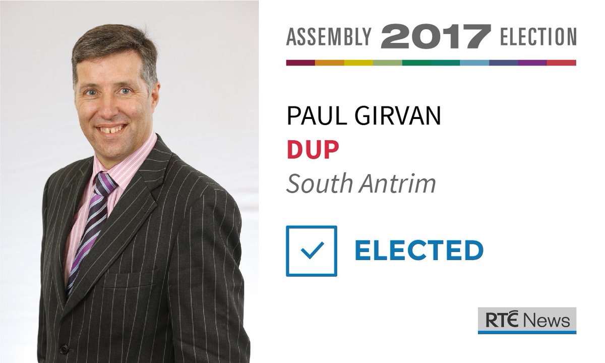 Paul Girvan (DUP) and Pam Cameron (DUP) elected in South Antrim #AE17 ...