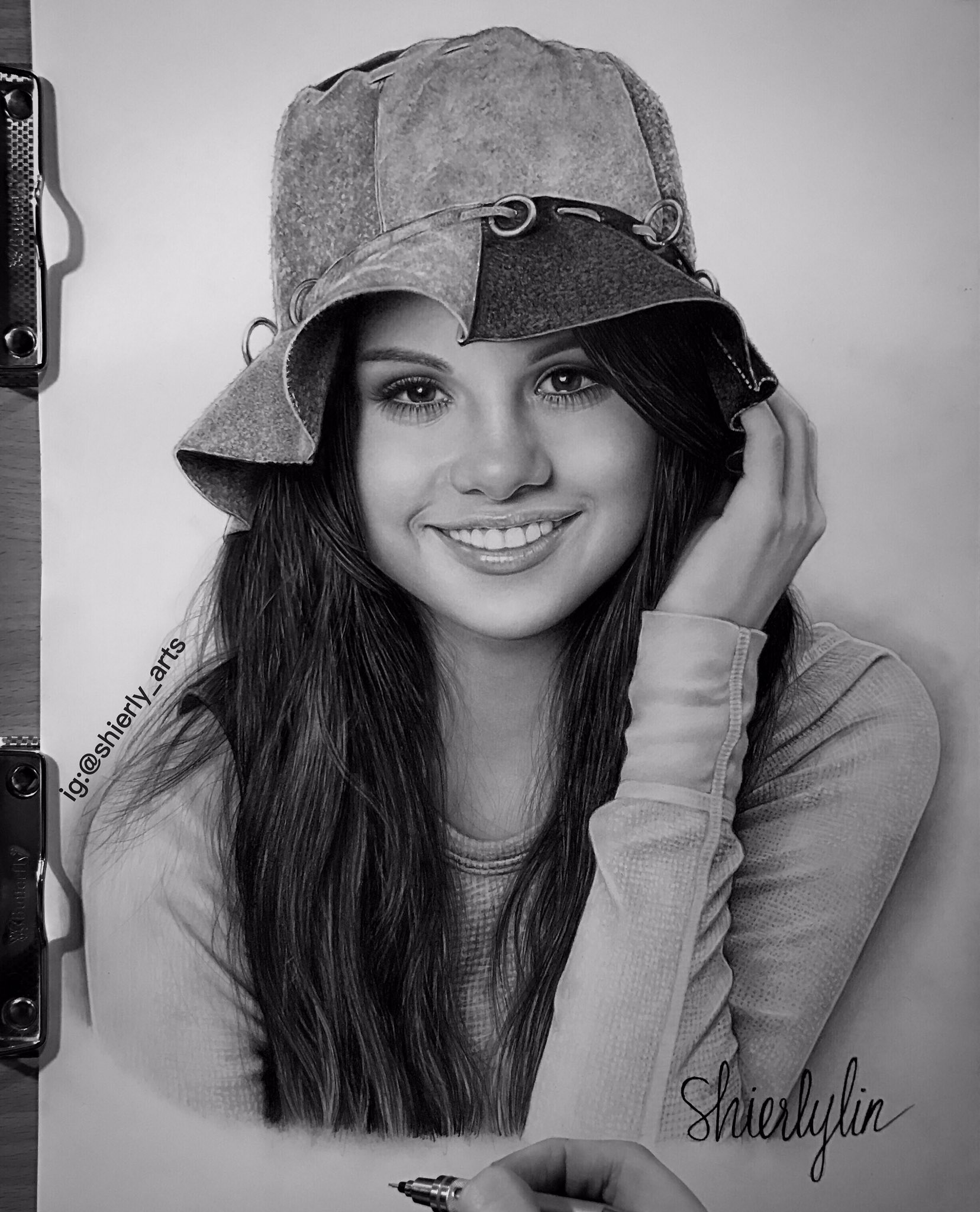 Selena Gomez Drawing In Pencil