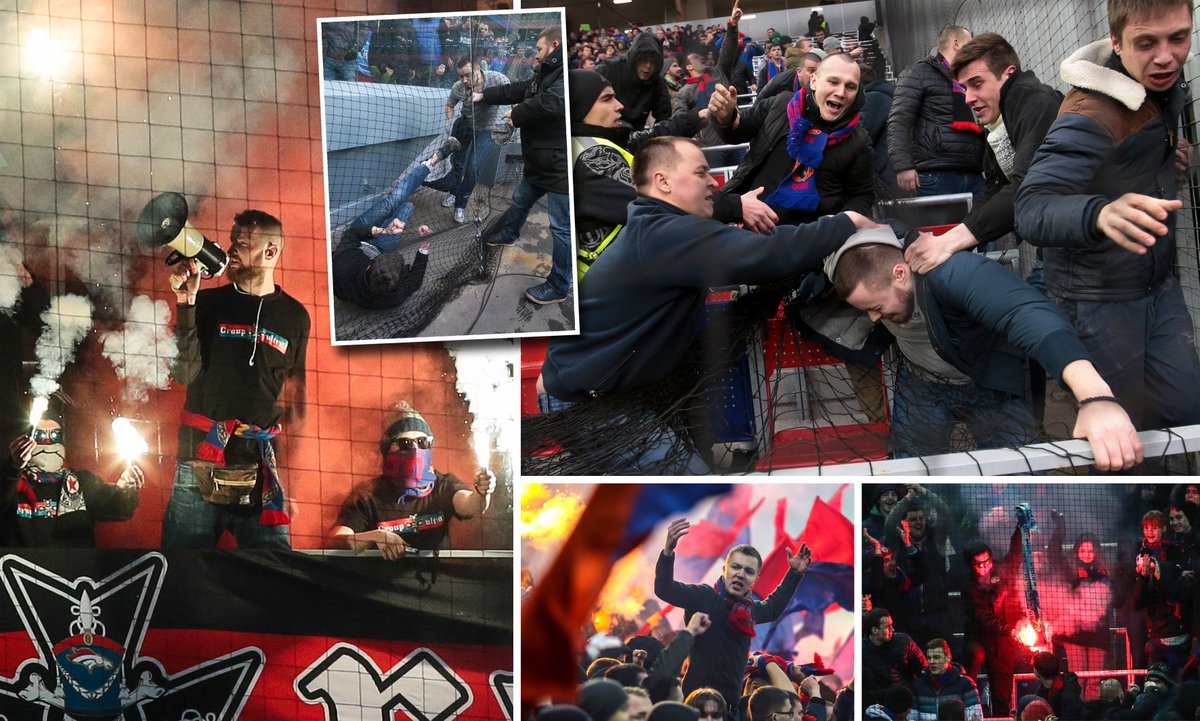 Cska moscow and zenit st petersburg hooligans fight in the stands ...