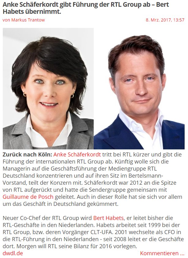 Anke Schäferkordt gibt Führung der RTL Group ab – Bert Habets übernimmt ...