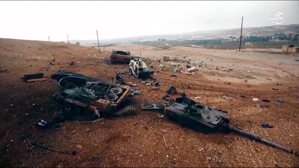 RU pov: Destroyed Leopard 2 tank with it's turret tossed, along with 2 ...