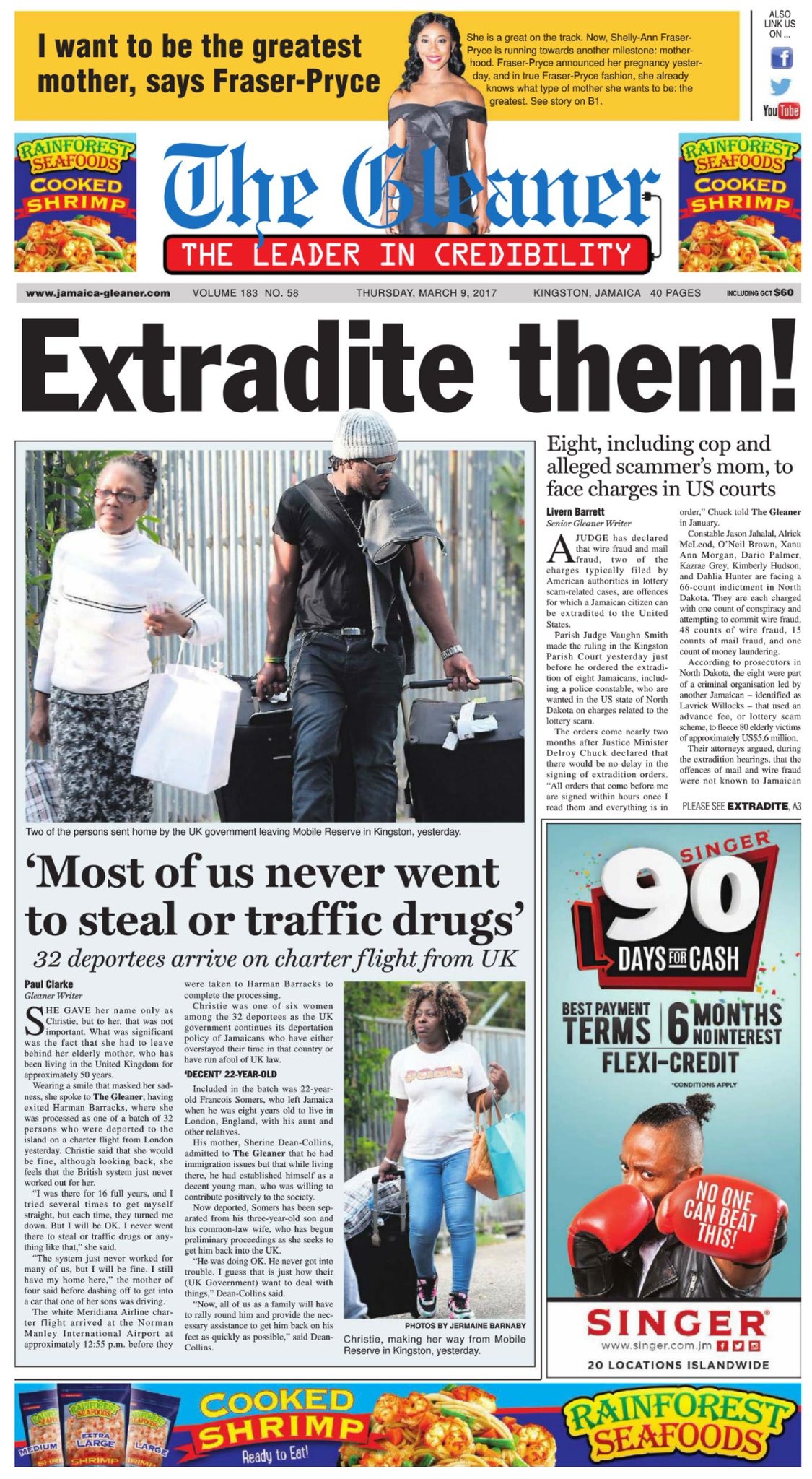Jamaica Gleaner on Twitter: "Thursday's front page of The Gleaner. Pick up a copy or read online ...