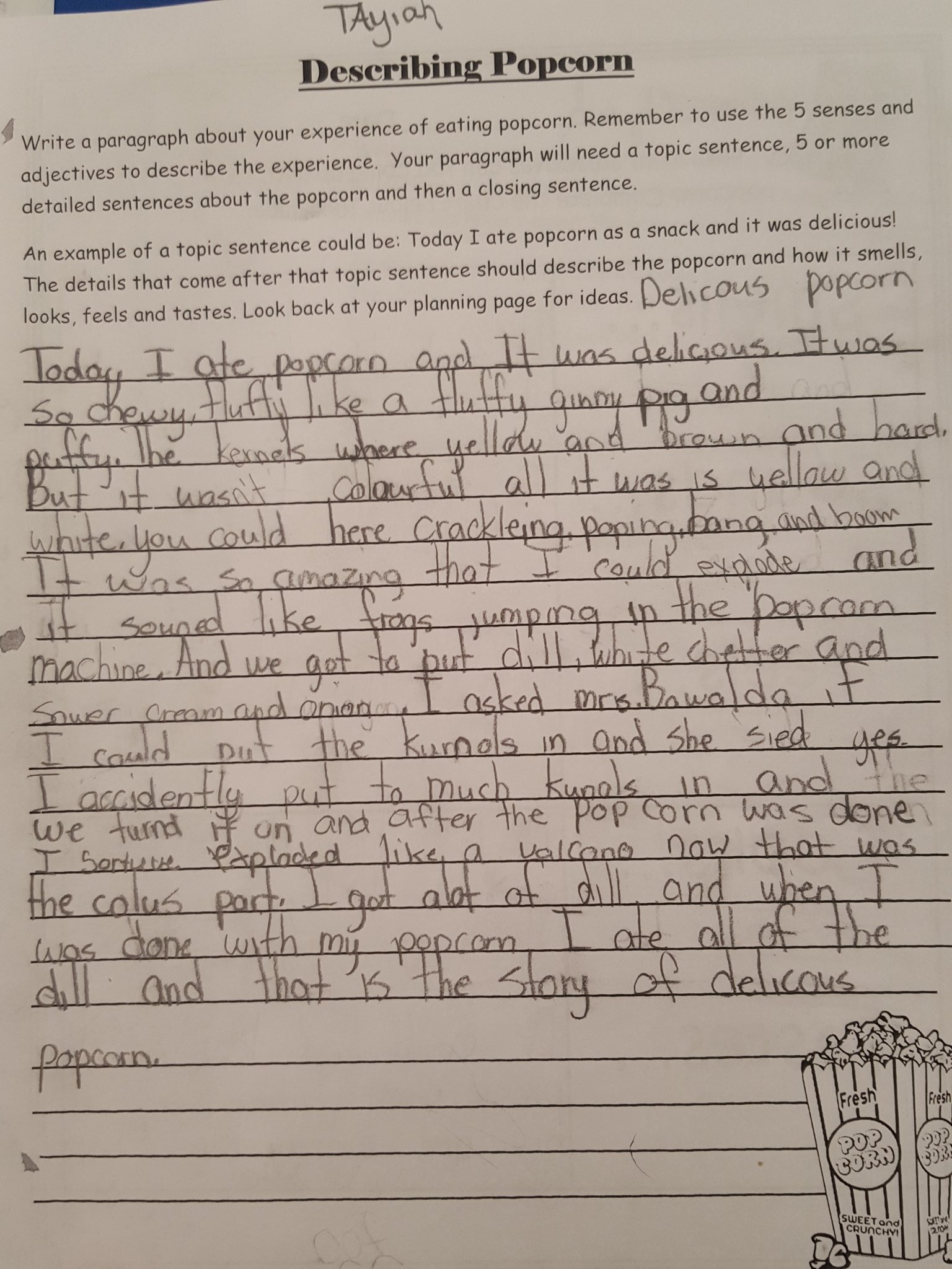 Descriptive Writing Examples For Kids