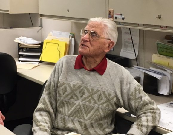 William Hansen spends his 100th birthday on the job... where he retired ...
