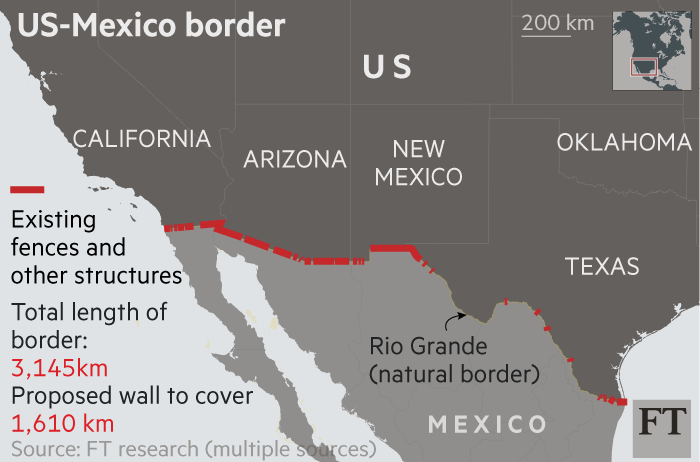Here's the area Donald Trump's proposed border wall would have to cover ...