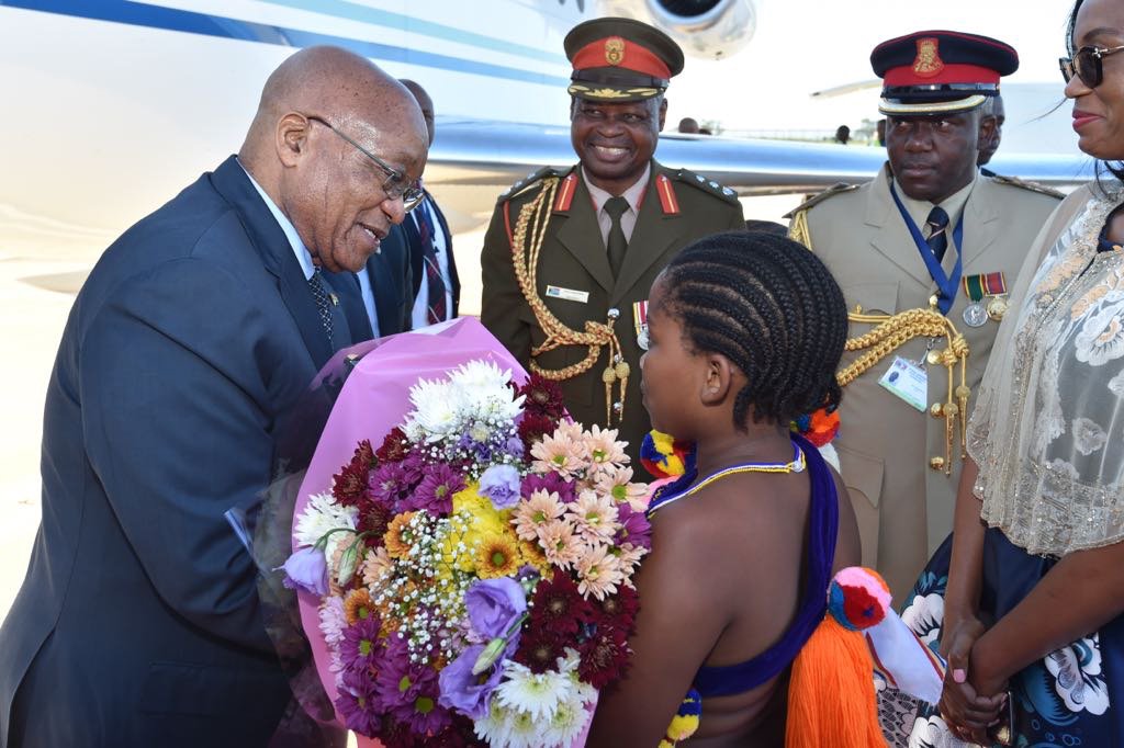 President Zuma on his arrival at the King Mswati III International ...
