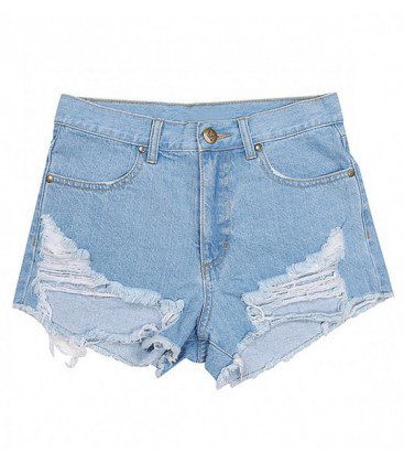 Ripped Off Denim Shorts with Razor Wire Style Rips at Hemline # ...
