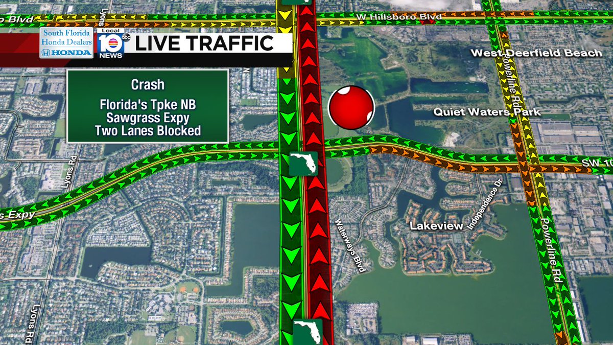 CRASH: Florida's Tpke NB & Sawgrass Expy. Two lanes are blocked ...
