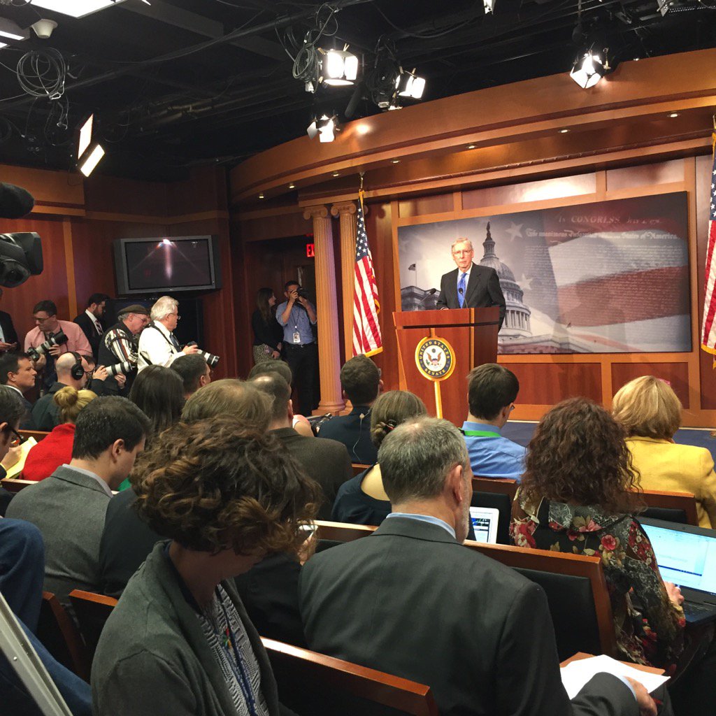 .SenateMajLdr press conference underway in Senate press gallery ...