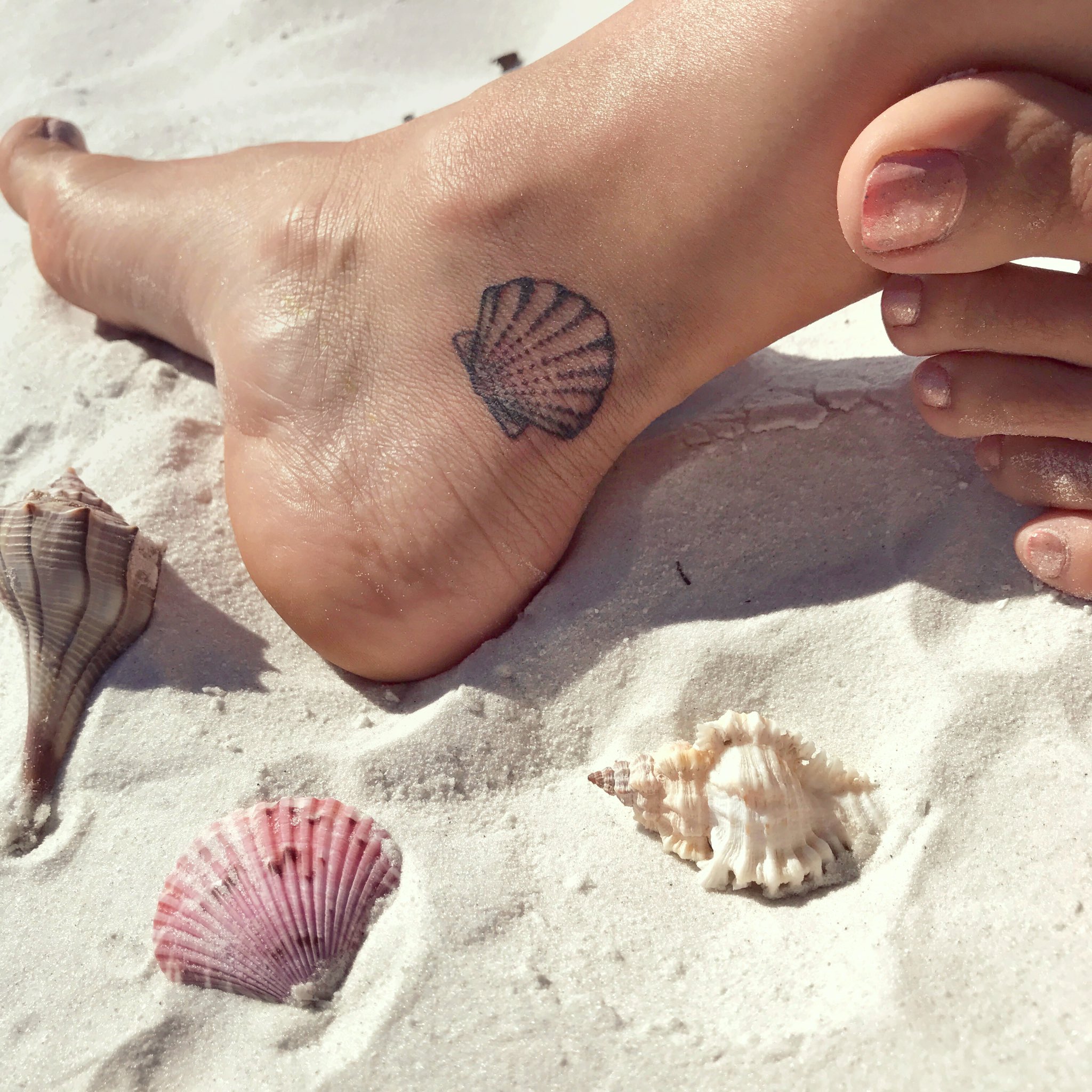 Seashell Tattoo On Foot
