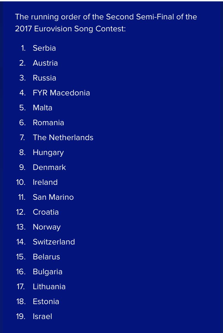 Eurofestivales: Revelado el orden de actuación de las semifinales del ... Eurofestivales: Revelado el orden de actuación de las semifinales del ...