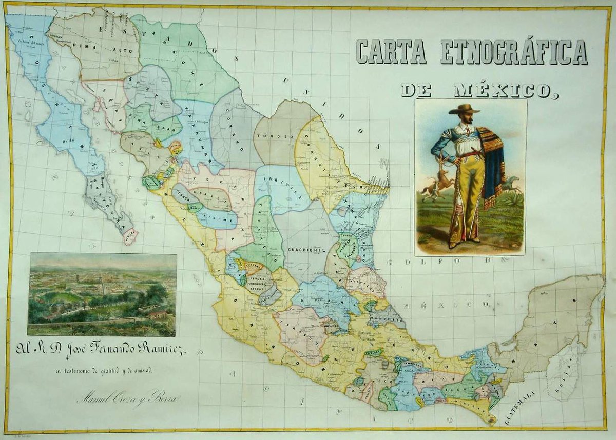 Mapa etnográfico de México con algunos de los pueblos nativos más ...