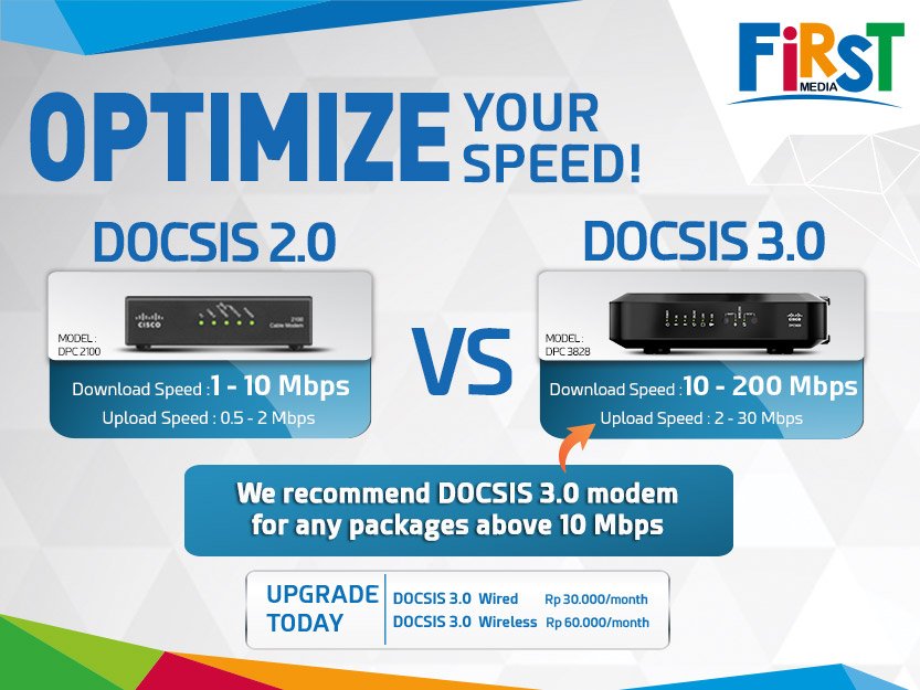 First Media on Twitter: "Internetan jadi makin stabil dan optimal dengan modem DOCSIS 3.0, mau ...
