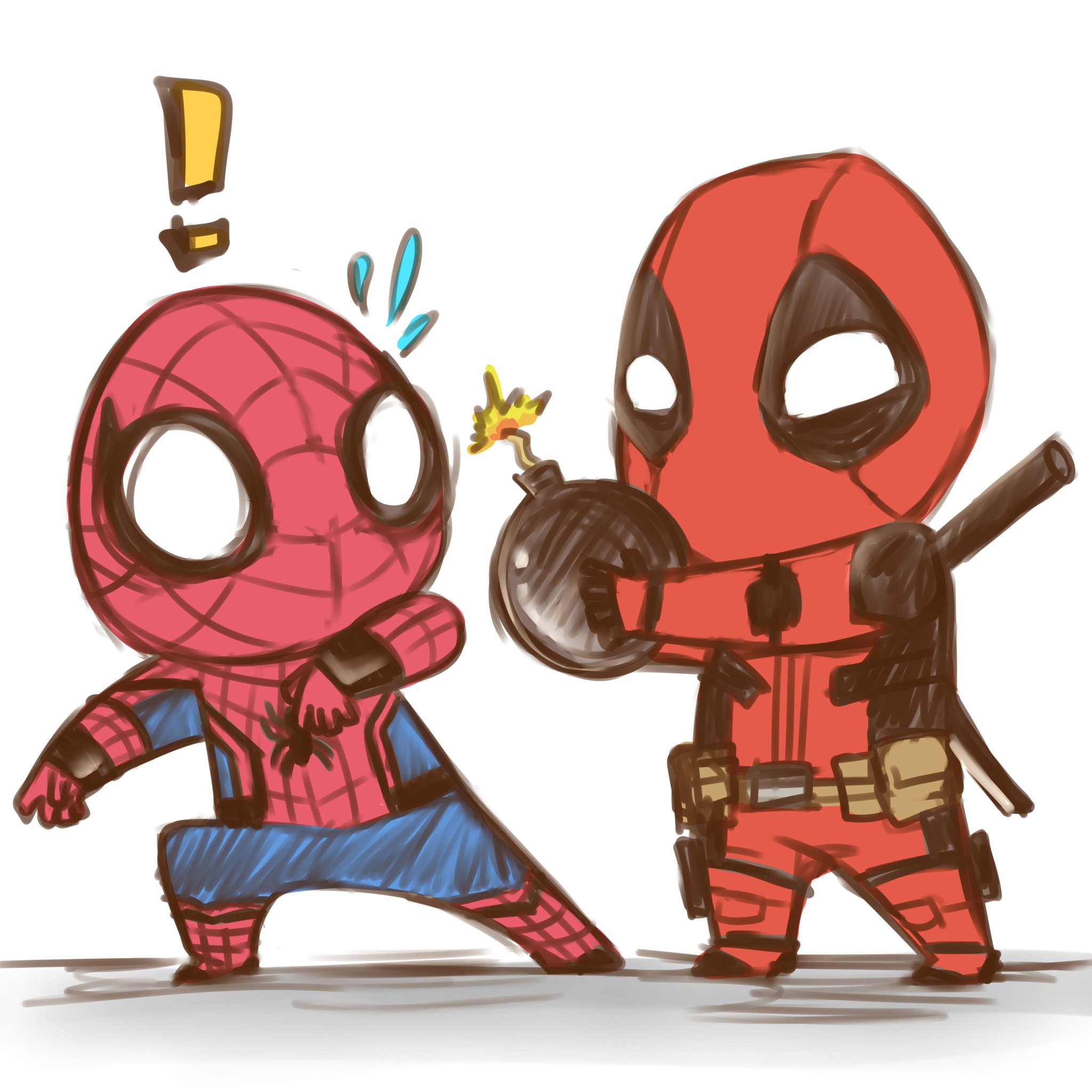 Chibi Deadpool And Spiderman ArtStation Chibi Deadpool