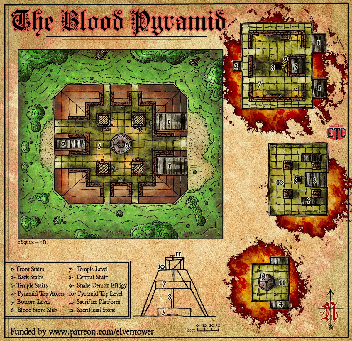 Fantasy map, Pyramids, Dungeon maps