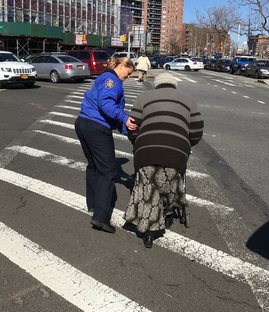Helping Elderly People Cross The Street