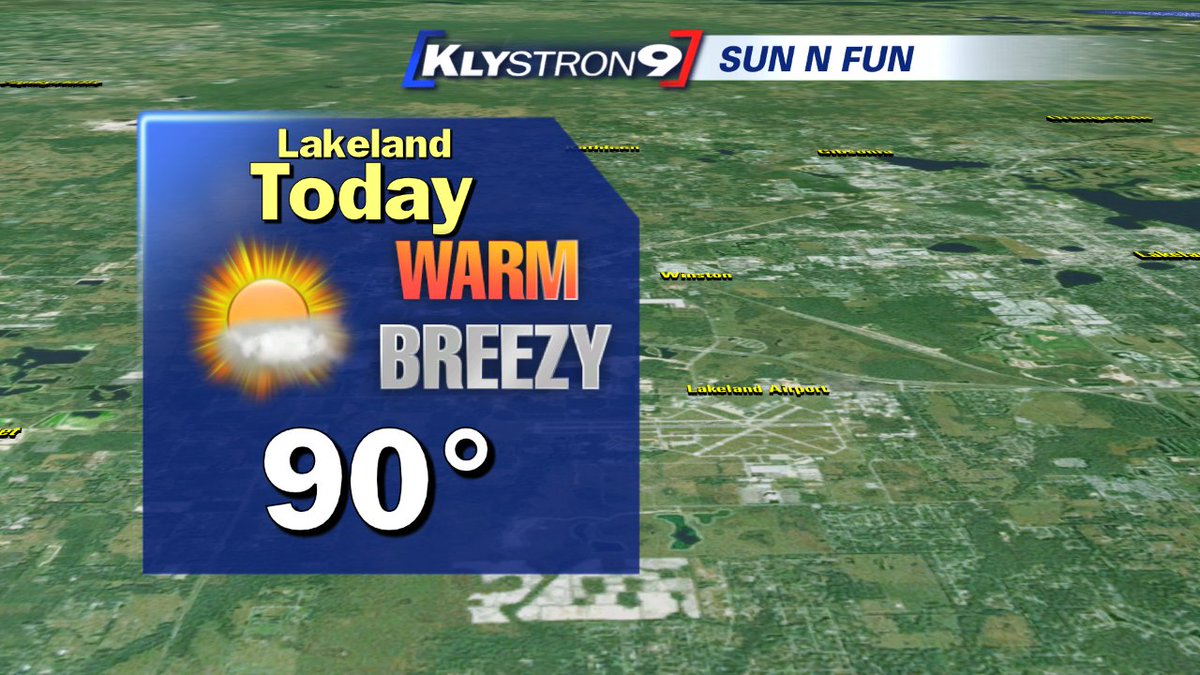Juli Marquez: Sun n Fun begins today in Lakeland. Warm and breezy today ...