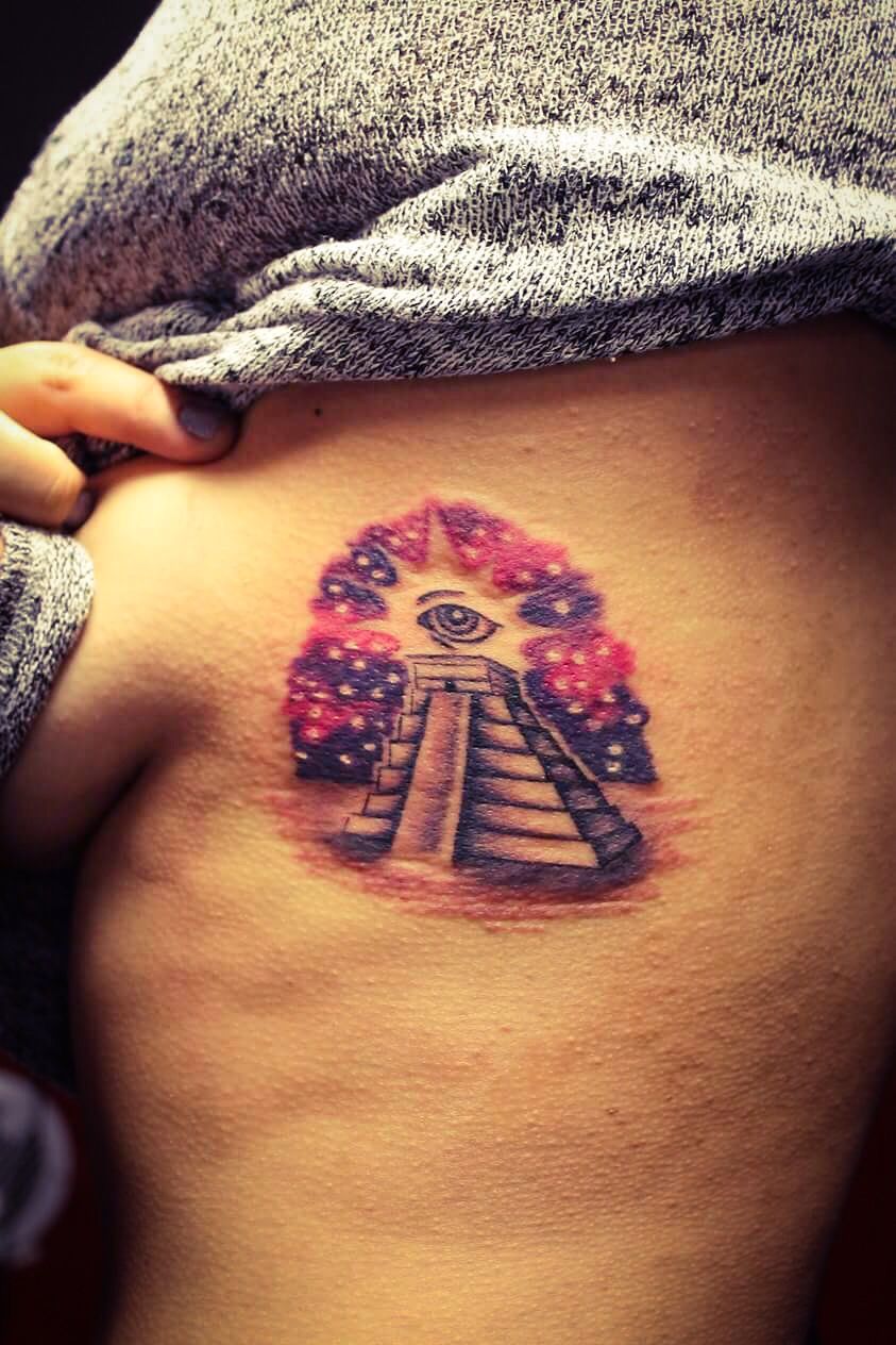 Aztec Pyramid Tattoo Flash