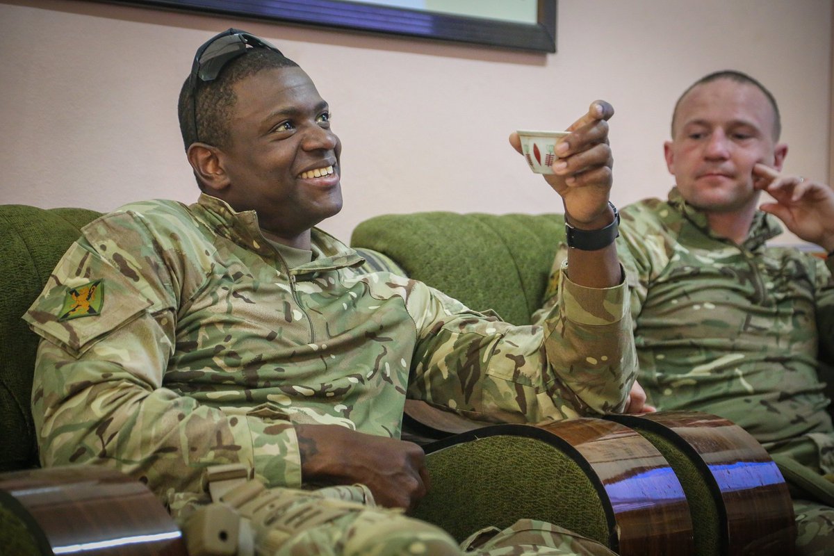 A 4 SCOTS’ soldier deployed in Iraq enjoys a cup of local chai during a ...