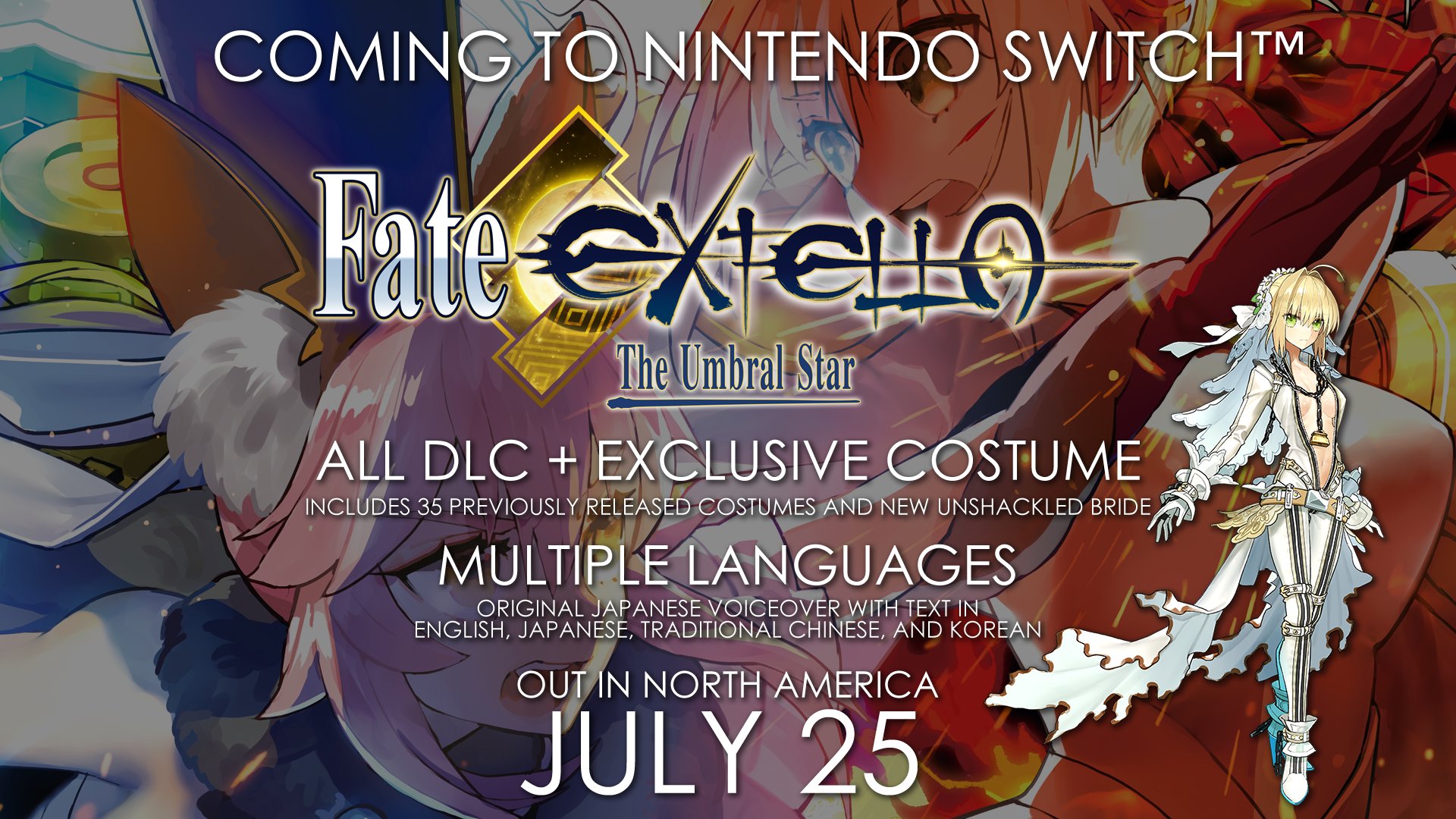 Fate/EXTELLA Switch comes with 35 free costumes and exclusive ...