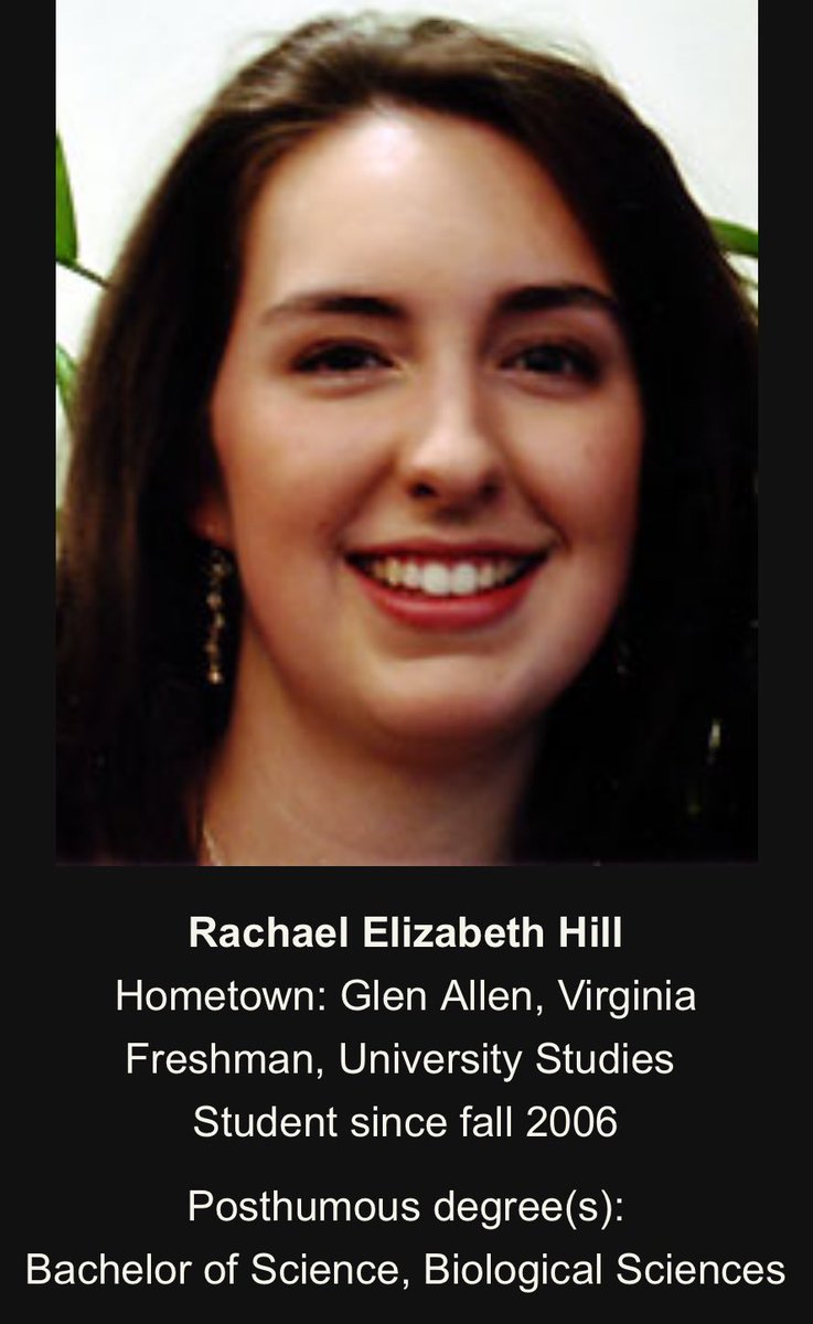Rachael Elizabeth Hill, 18 years old, was shot & killed at VirginiaTech ...