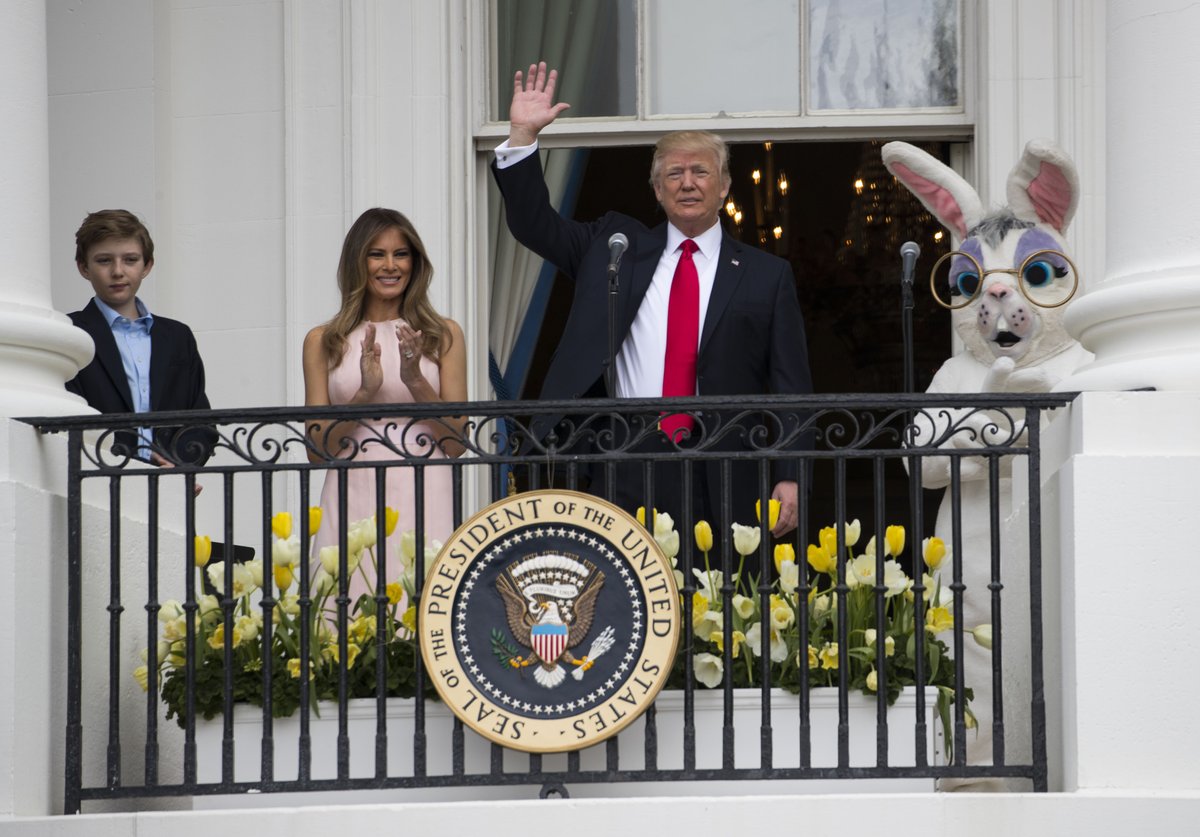 Melania Trump nudges President to put hand over heart during national ...