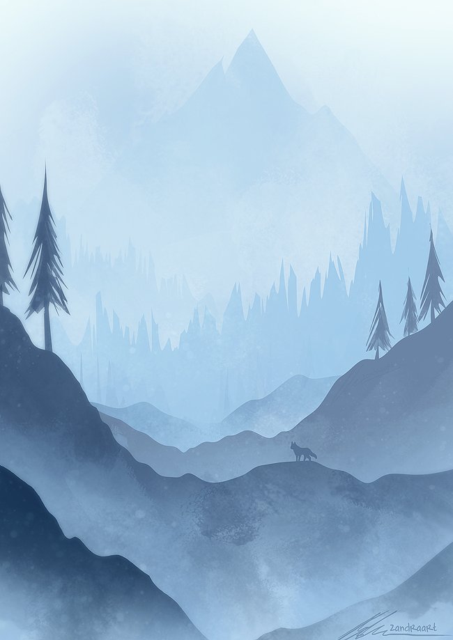 「foggy blue #illustration 」|zandraartのイラスト