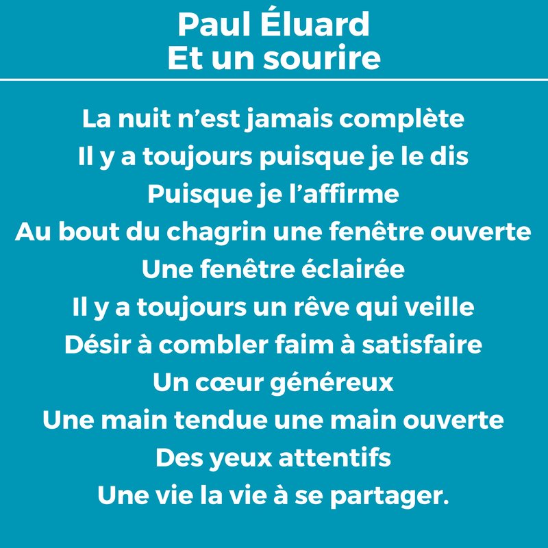 Conclusion sur «et un sourire», de paul Éluard. bravo et merci ! ce ...