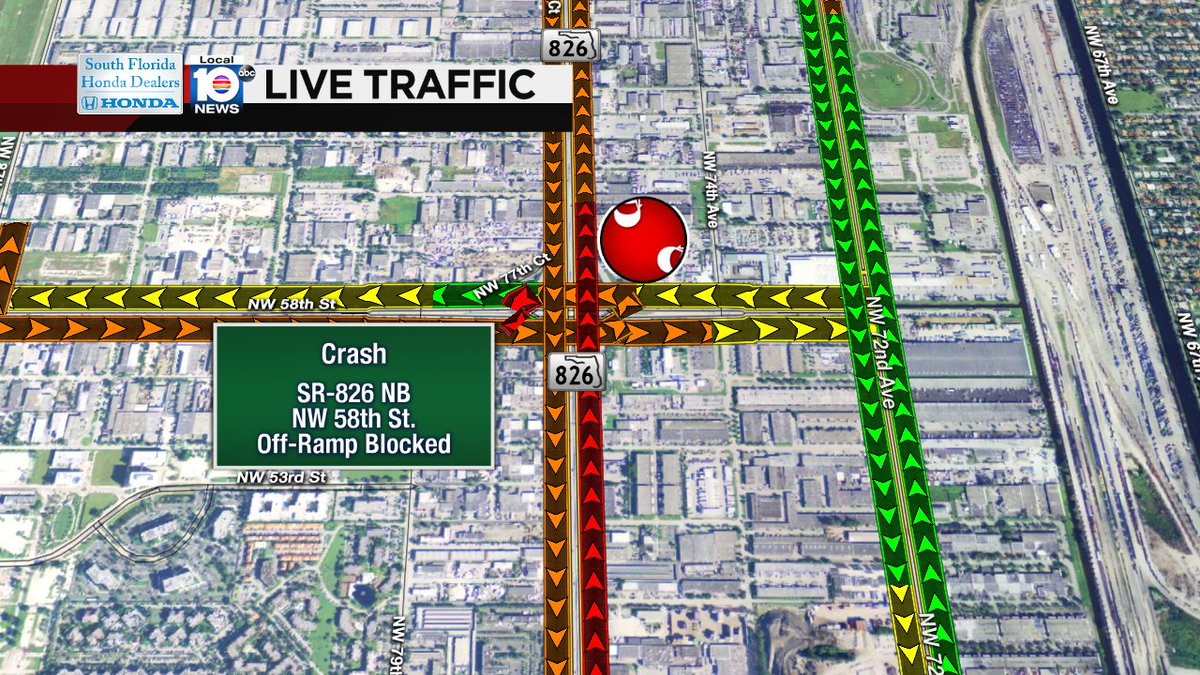 CRASH: SR-826 NB & NW 58th St; off-ramp is blocked. Expect delays ...