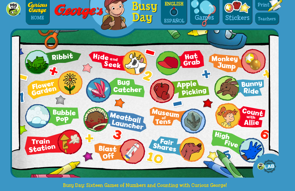 Play 16 different games in both english & spanish in curious george's ...