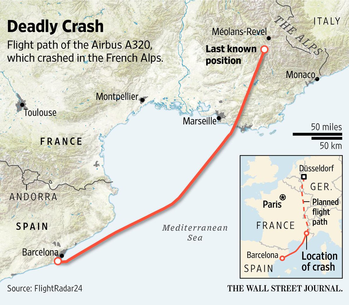 Map of Germanwings Flight 9525 path | WSJ Graphics | Scoopnest