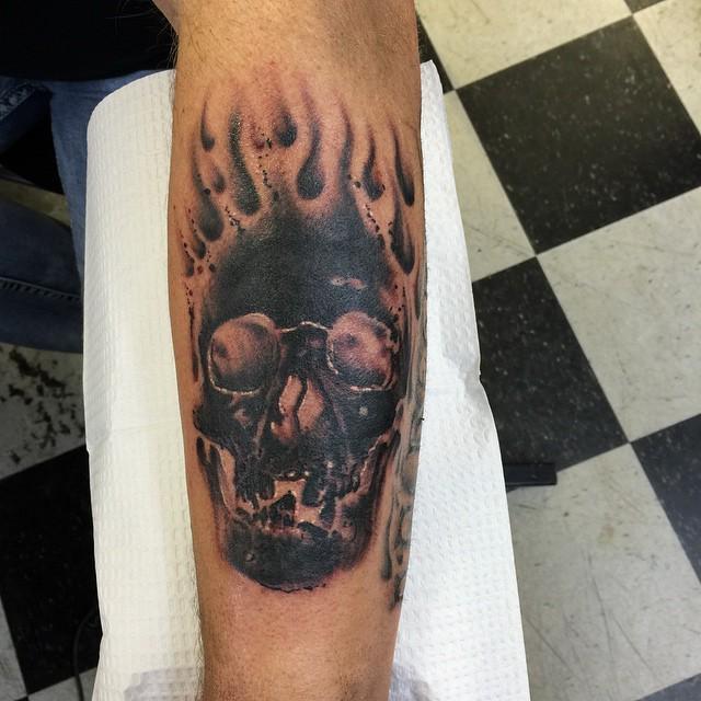 Flaming Skull Tattoo Sleeve