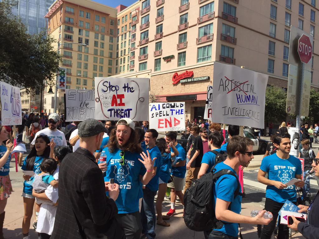 Anti-artificial intelligence protesters at #sxsw - scoopnest.com