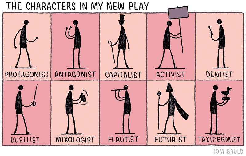 The Characters in my New Play (for yesterday's @guardianrev」Tom Gauldの漫画
