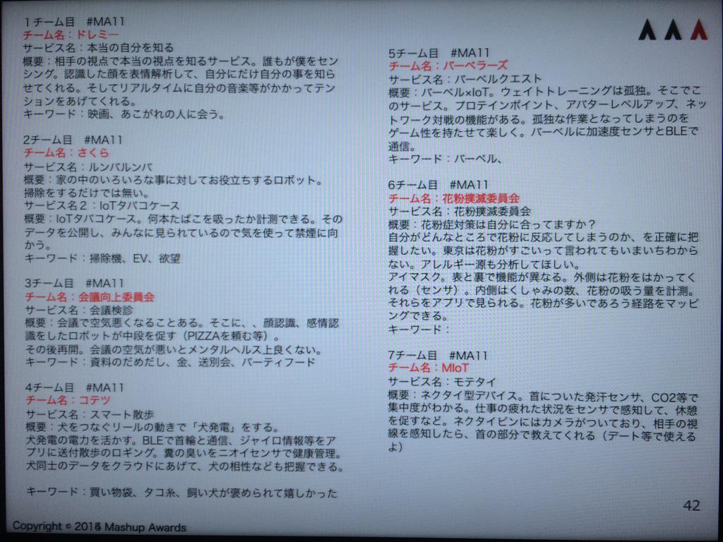 Accenture Digital アイデアソン vol.01（アクセンチュア × IoT） by Mashup Awards #MA11 (4ページ目) - Togetter