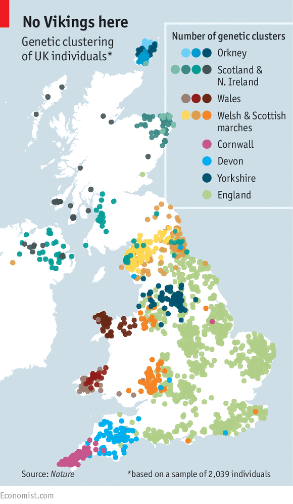 A genetic map of the British Isles shows Yorkshiremen and women kept ...