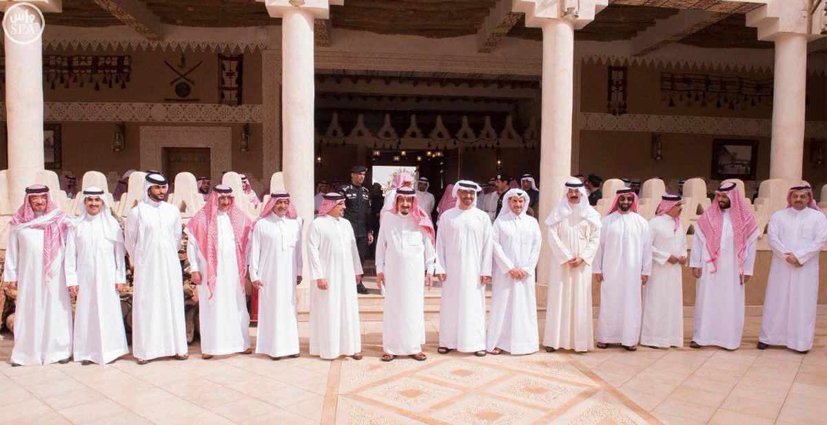 Saudi King Salman: Saudi King Salman with senior GCC officials at Awja ...