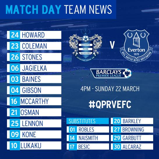 QPR v Everton starting line-ups - ITV News