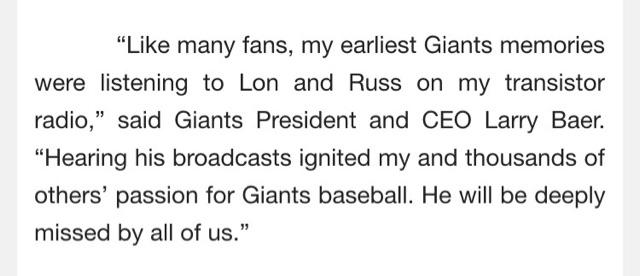 Legendary Giants broadcaster Lon Simmons passes away : r/baseball