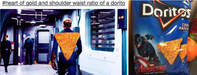 Here’s Chris Evans, human Dorito, on an actual bag of Doritos ...