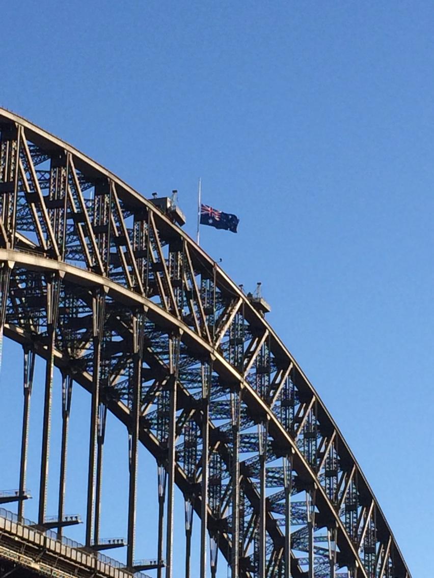 Sydney Harbour Bridge flag at half mast for Malcolm Fraser's State ...
