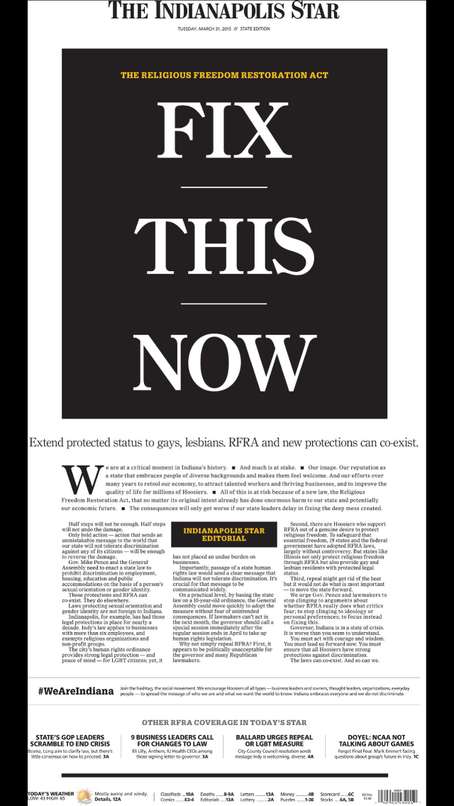 MT michele_norris: Full page editorial on front of indystar against ...