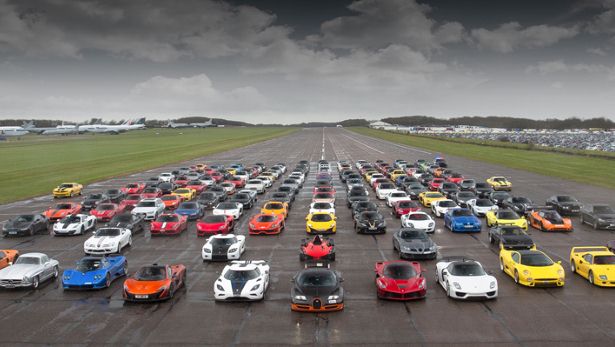 This is what £20m of supercars look like on a soggy British runway. How ...