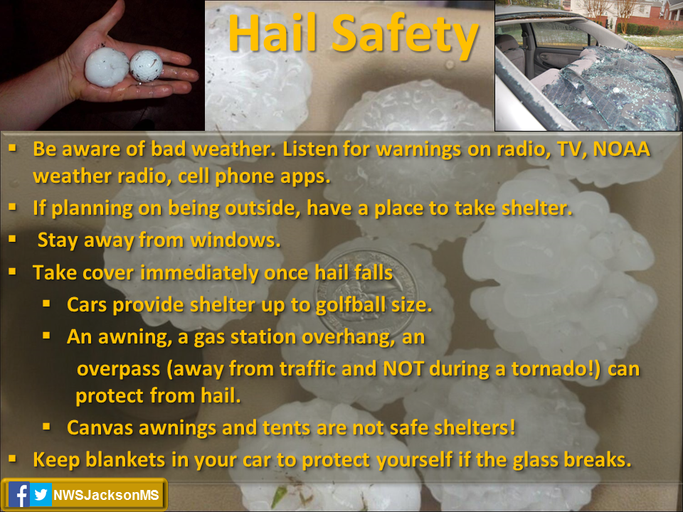 Large hail also possible in tonight's storms. here are some hail safety ...