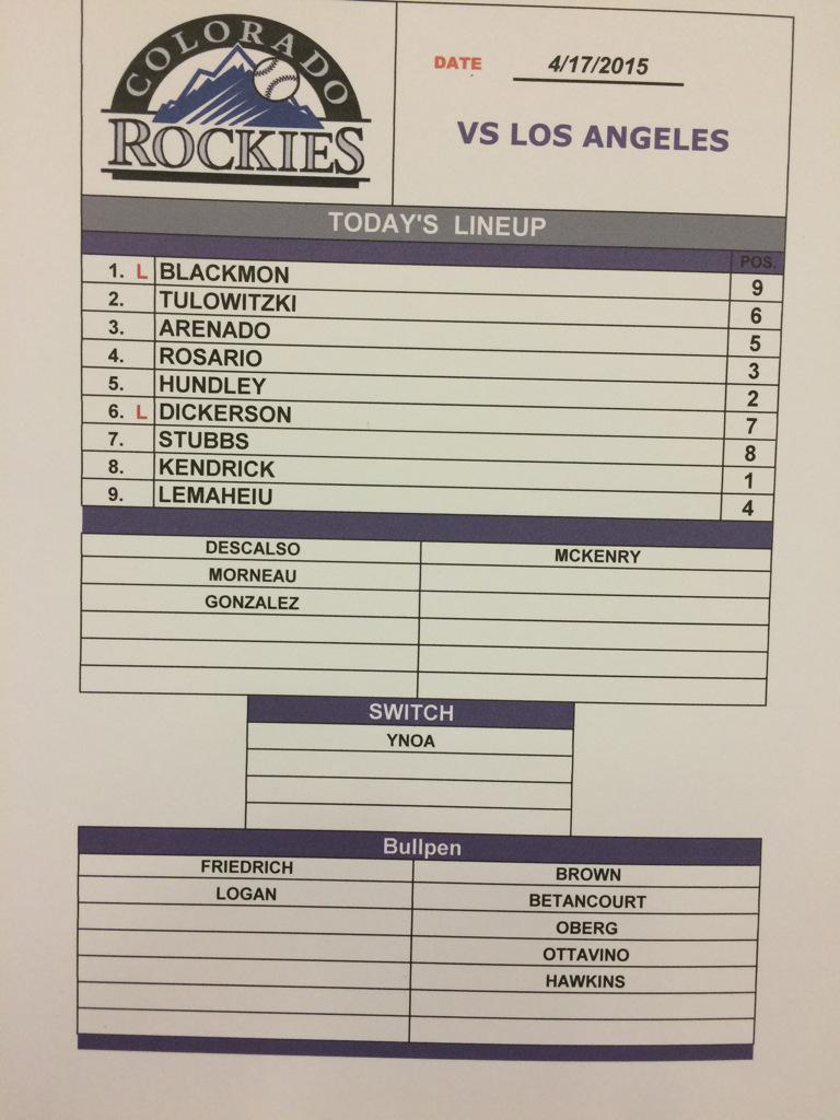 [LAD]vs[COL] 라인업.JPG : MLBPARK