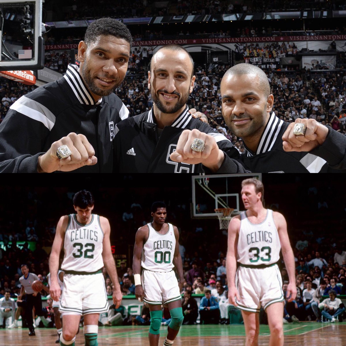 Tim Duncan: Tim Duncan, Tony Parker & Manu Ginobili pass Celtics Big 3 ...