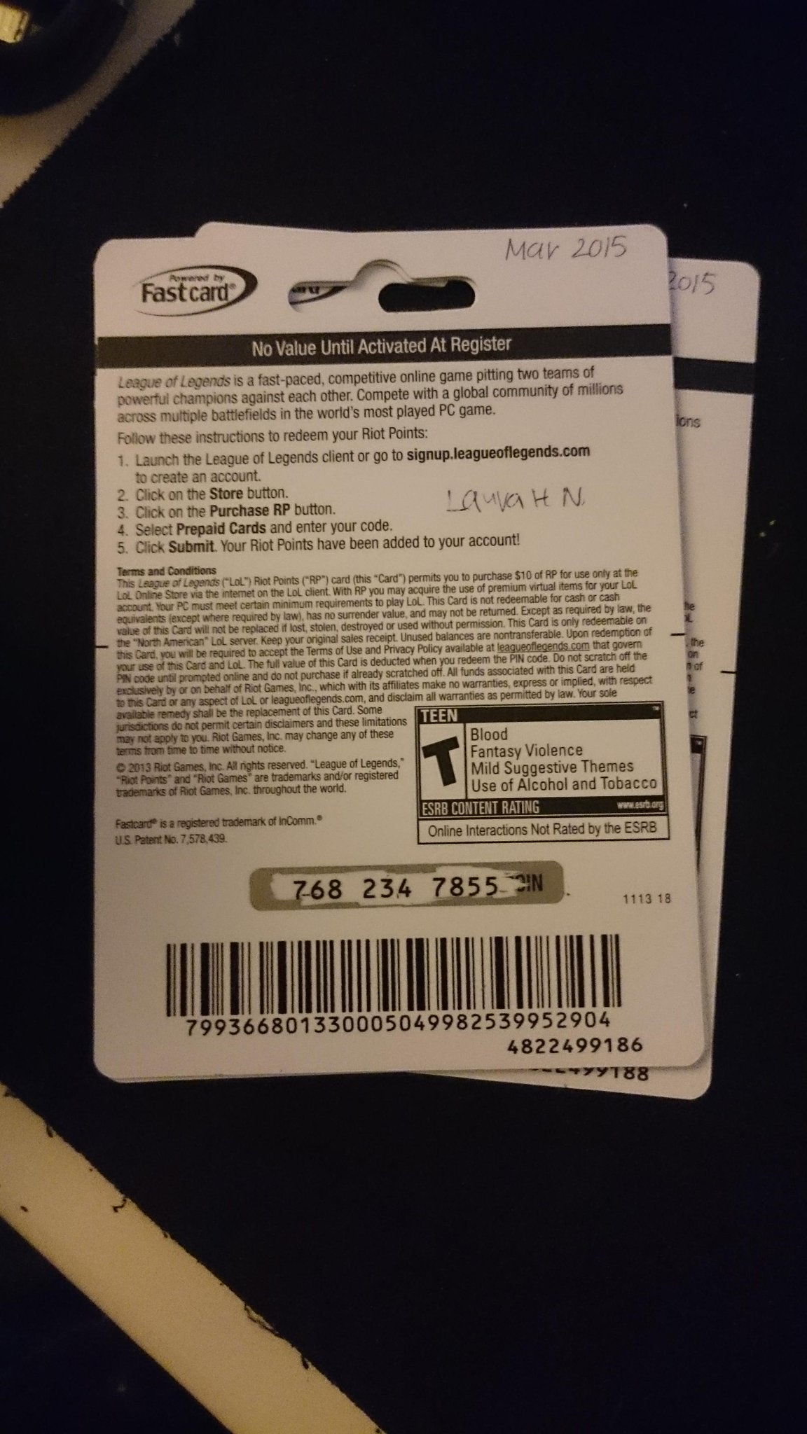 Riot Points Card Back