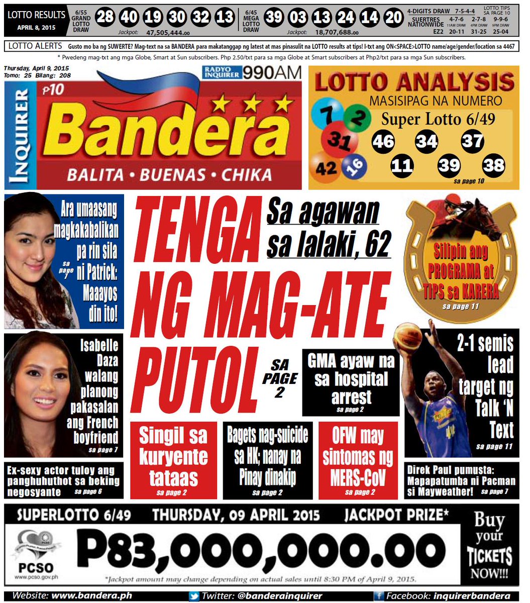 Bandera : JUST RELEASED Inquirer Bandera ang tabloid hitik sa balita ...