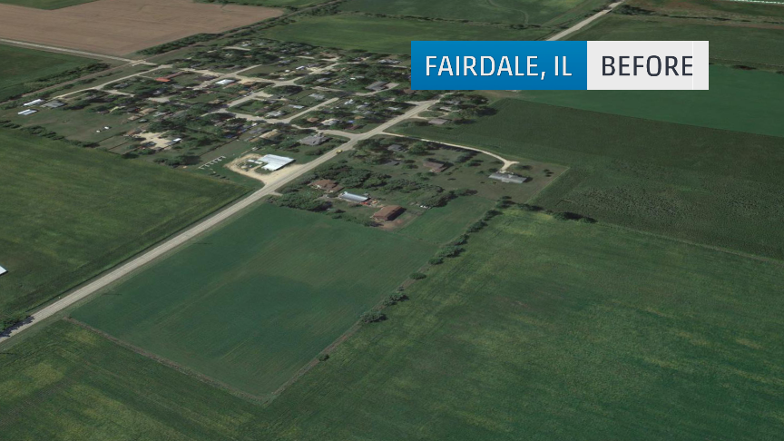 Fairdale, Illinois BEFORE & AFTER the large wedge tornado tore through ...