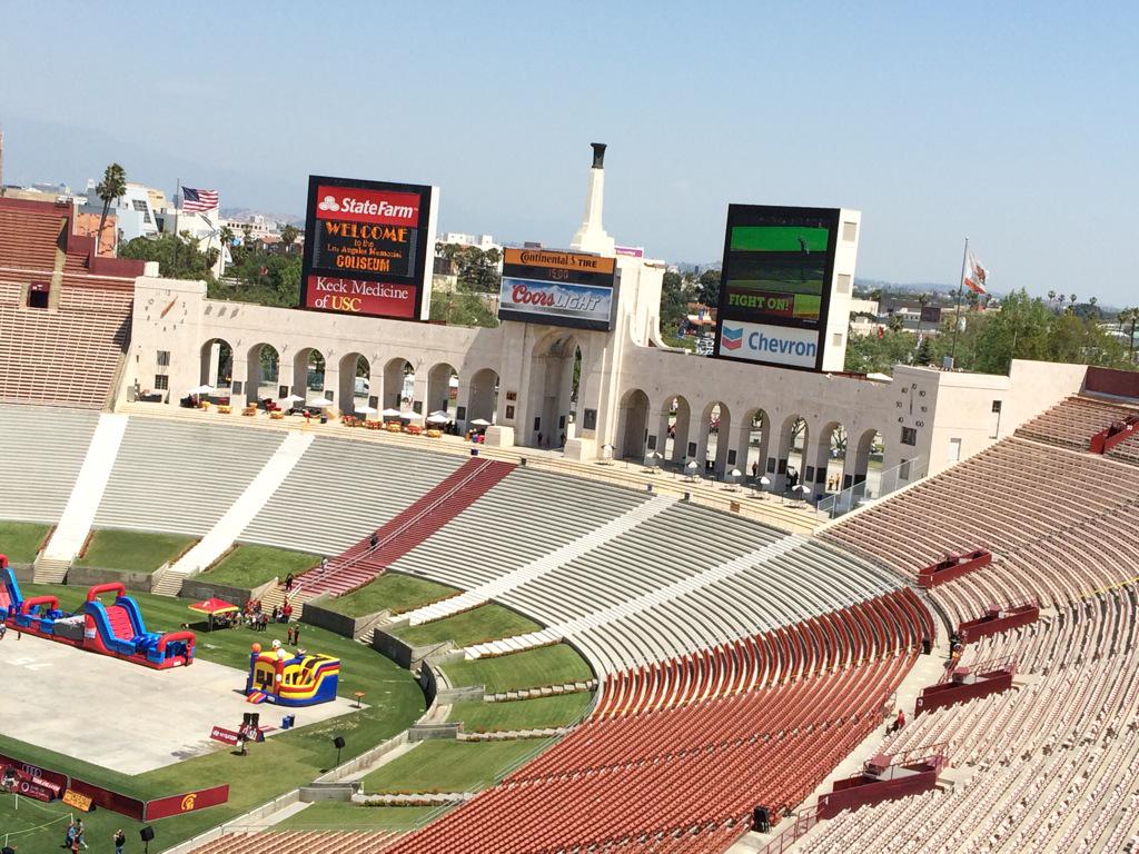 Peristyle end of Coliseum for USC spring game unencumbered by temporary ...
